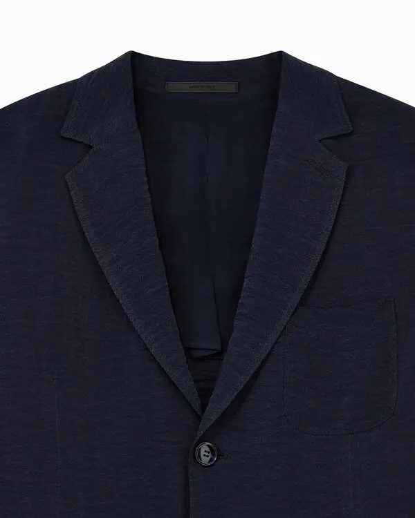 Giorgio Armani Single-breasted Jacquard Cupro Jacket