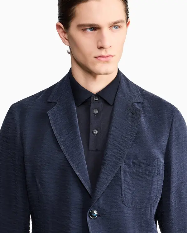 Giorgio Armani Single-breasted Jacquard Cupro Jacket