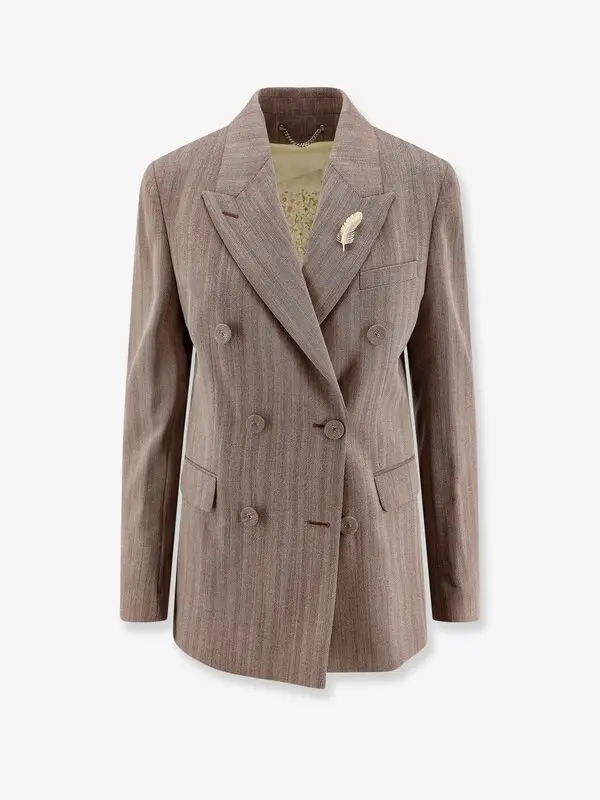 GOLDEN GOOSE Diva Herringbone Virgin Wool Blazer