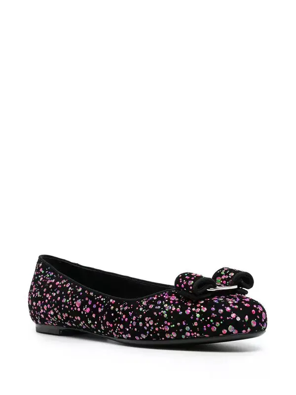 FERRAGAMO Varina Leather Ballerina Shoes - Black