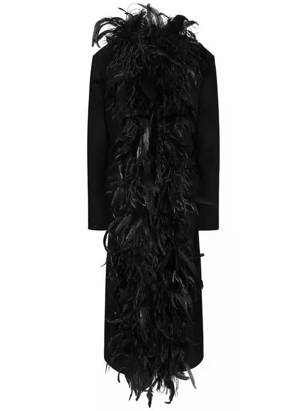Dolce & Gabbana Feather-trim Double-breasted Coat