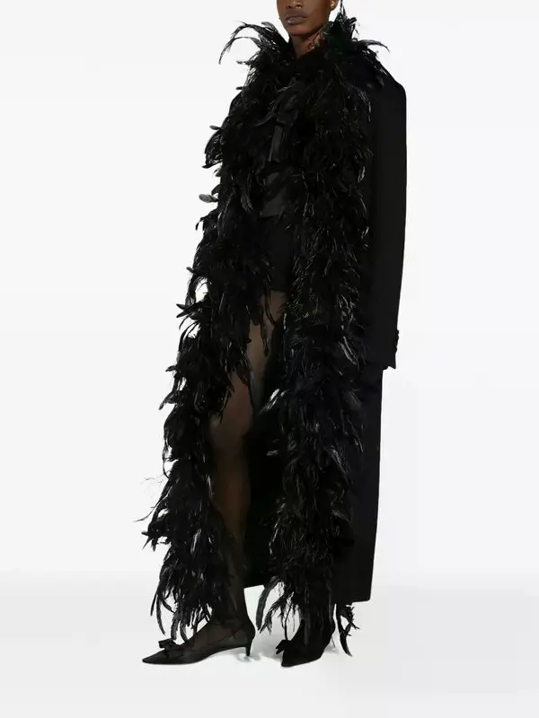 Dolce & Gabbana Feather-trim Double-breasted Coat