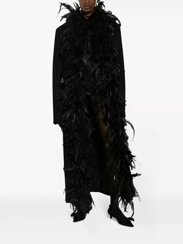 Dolce & Gabbana Feather-trim Double-breasted Coat