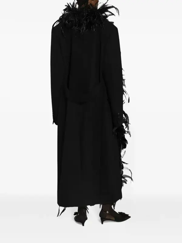 Dolce & Gabbana Feather-trim Double-breasted Coat