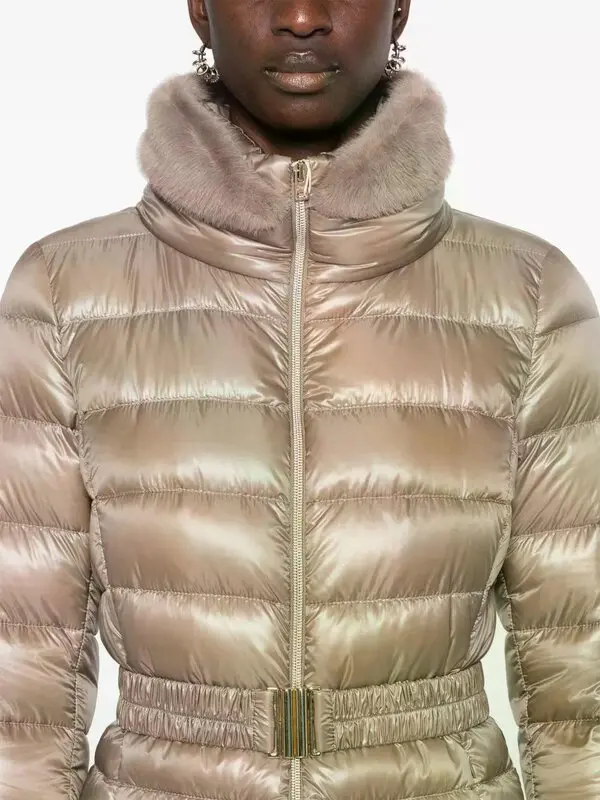 Herno Padded Jacket With Detachable Faux-fur Collar - Brown