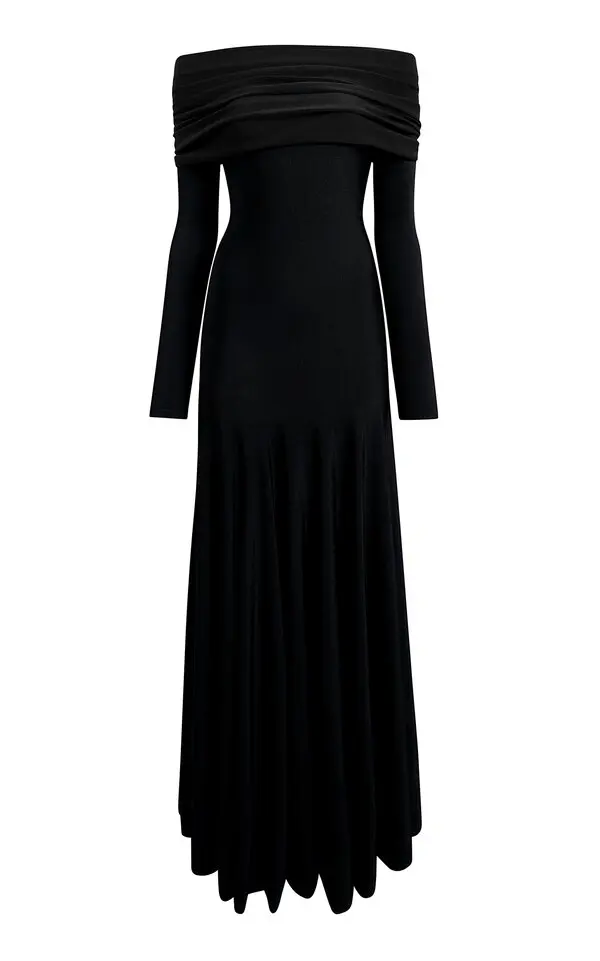 Khaite Genesis Draped Maxi Dress - Black