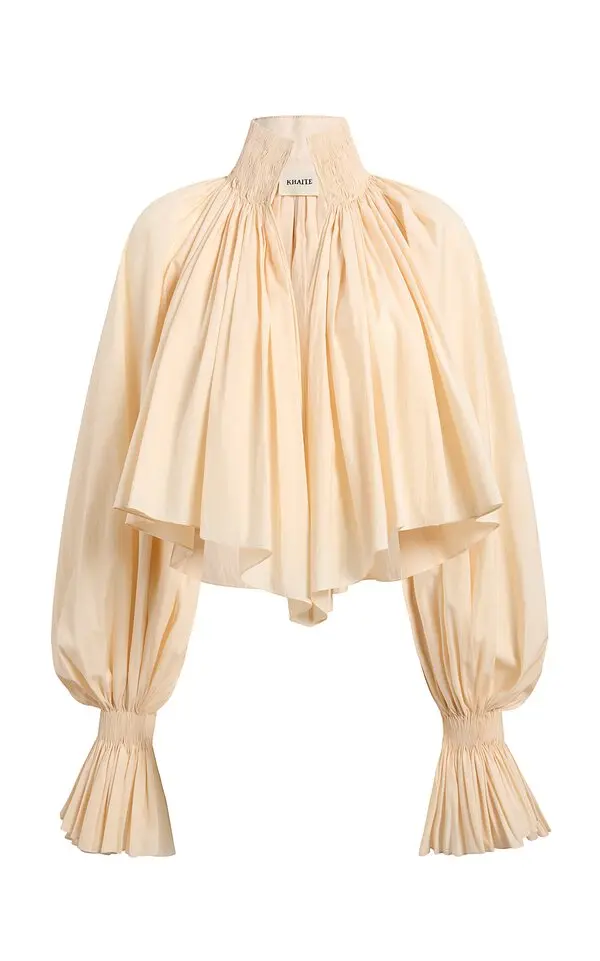 Khaite Durer Pleated Cotton-canvas Blouse - Off-white