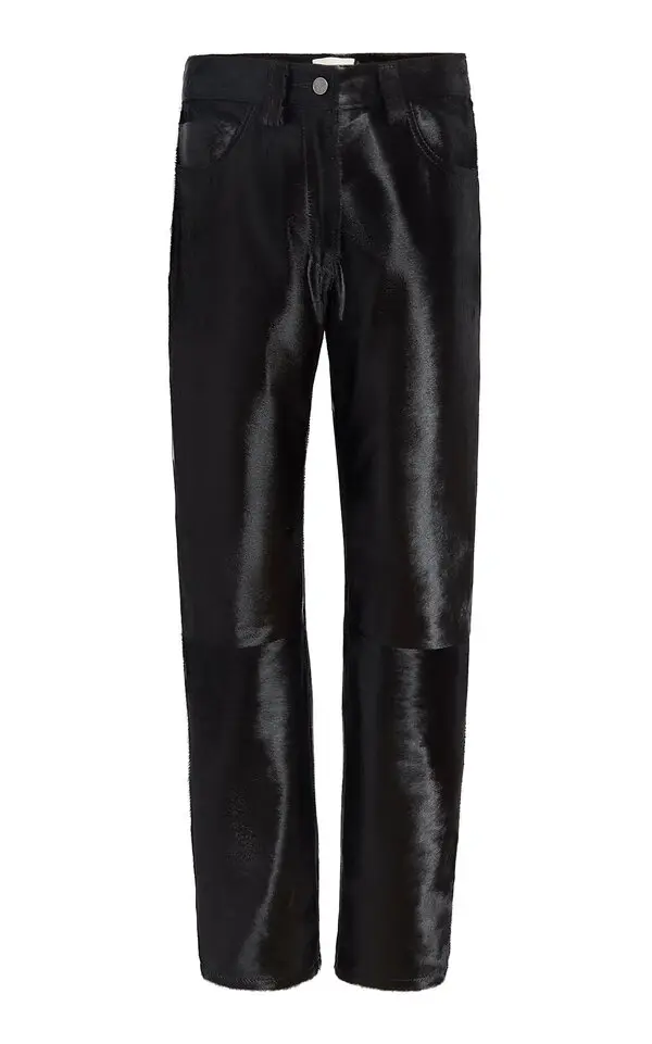 Khaite Callum Mid-rise Haircalf Straight-leg Pants - Brown