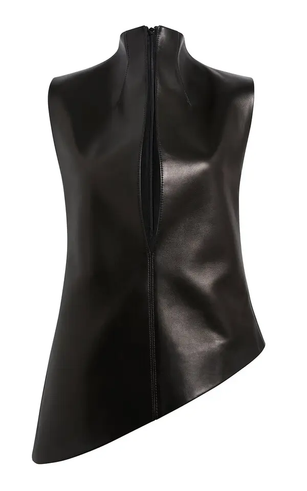 Khaite Von Asymmetric Leather Top - Black