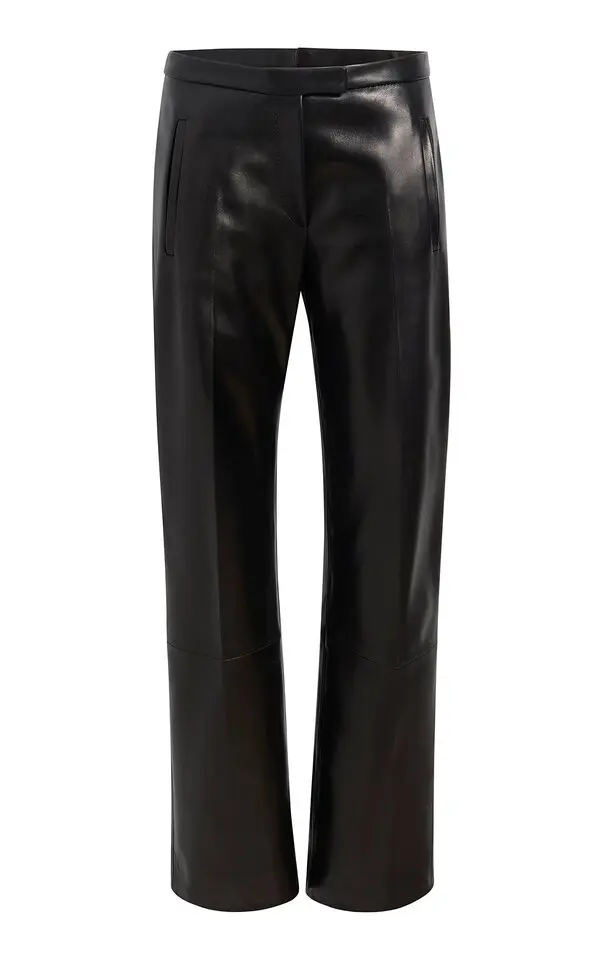 Khaite Miles Plongé Leather Straight-leg Pants - Black