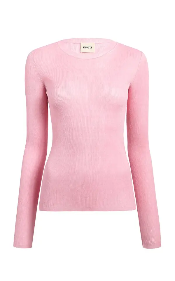 Khaite Mosi Ribbed Silk Top - Pink