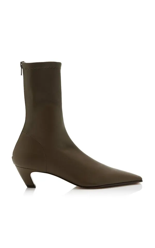 Khaite Arizona Leather Ankle Boots - Green