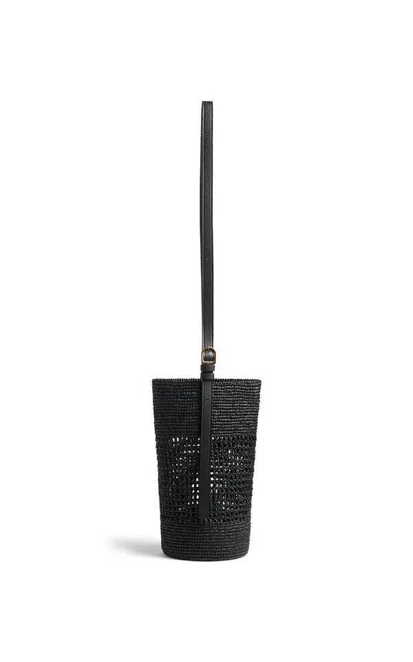Khaite Billie Small Raffia Bucket Bag - Black