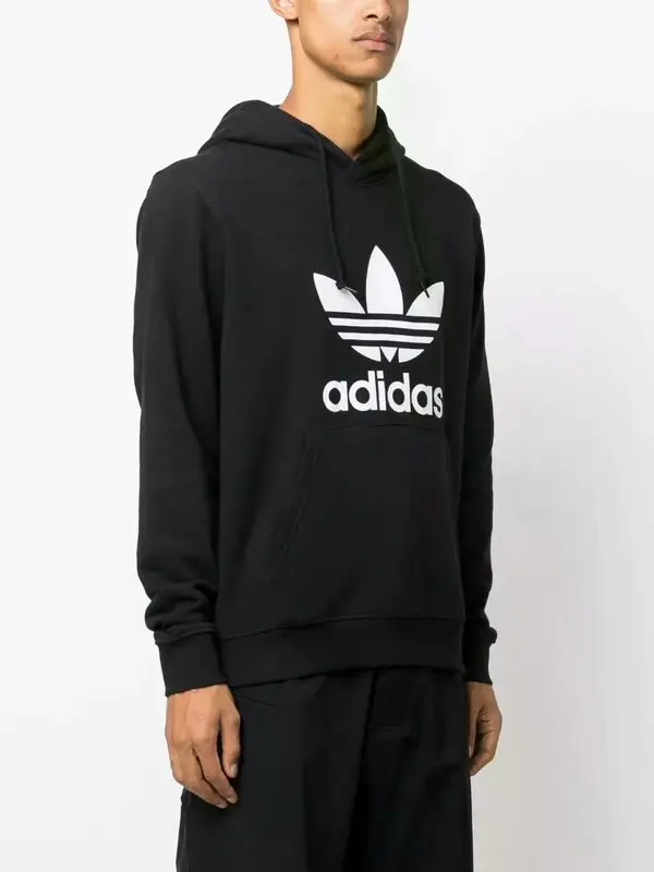 Adidas Logo-print Cotton Hoodie - Black