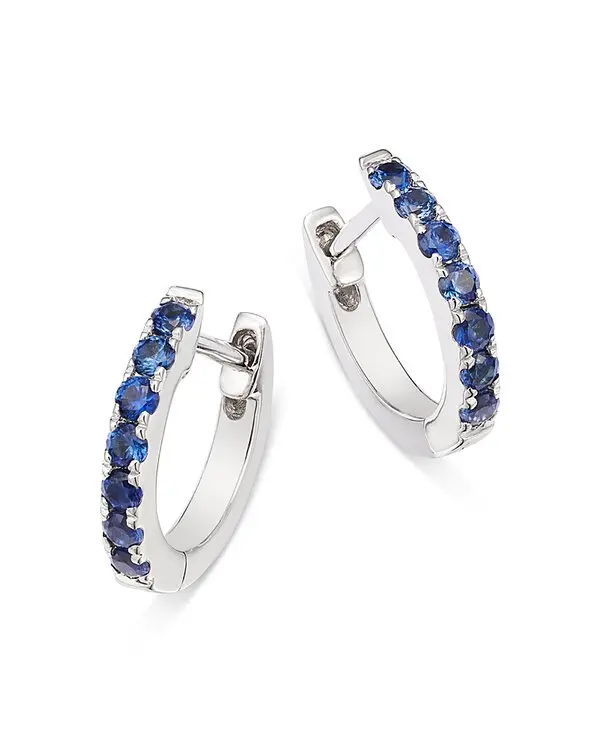 Bloomingdale'S Sapphire And 14k White Gold Huggie Hoop Earrings - Blue/white