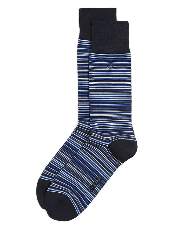 Cole Haan Multi Stripe Dress Socks - Navy