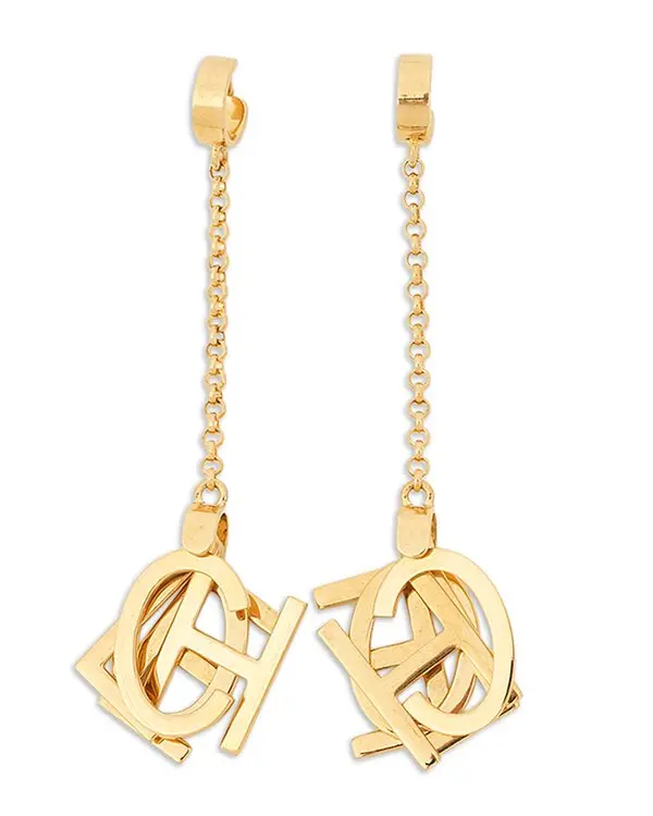Chloé Letters Drop Earrings - Vintage Gold