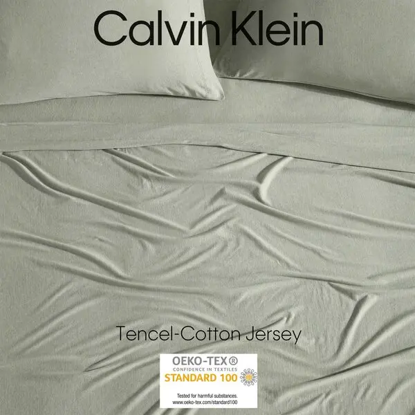 Calvin Klein Modern Melange Jersey Sheet Set, Twin - Lichen Green