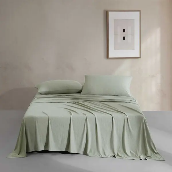 Calvin Klein Modern Melange Jersey Sheet Set, Twin - Lichen Green