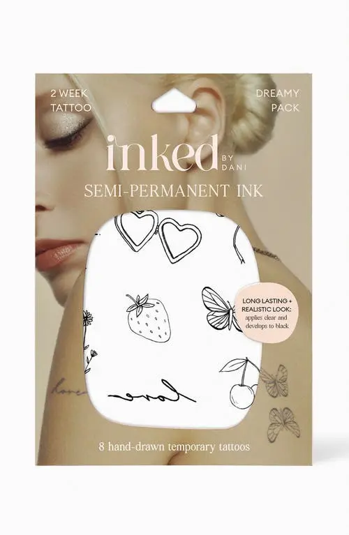 INKED BY DANI Dreamy Semi-permanent Ink 8-pack Temporary Tattoos - Black