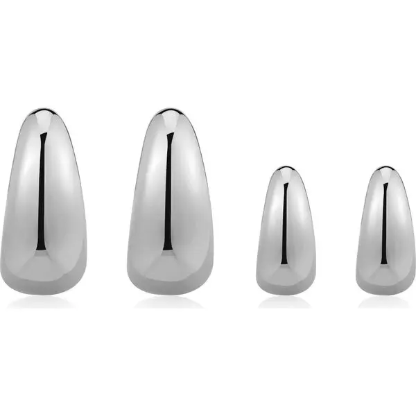 LUV AJ The Classic Claw Hoop Earrings Set Of 2 - Silver