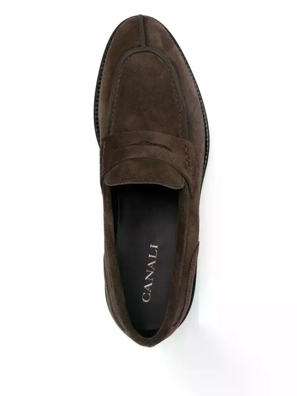 Buy Canali Suede Penny Loafers - Brown At 43% Off | Editorialist display picture 3