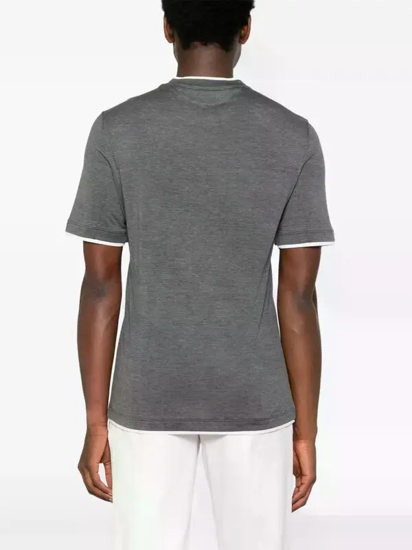 Brunello Cucinelli Silk-blend T-shirt - Grey