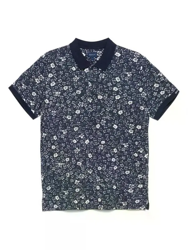 Gant Floral-print Cotton Polo Shirt