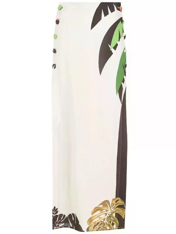 AMIR SLAMA High-waist Side-slit Long Skirt - White