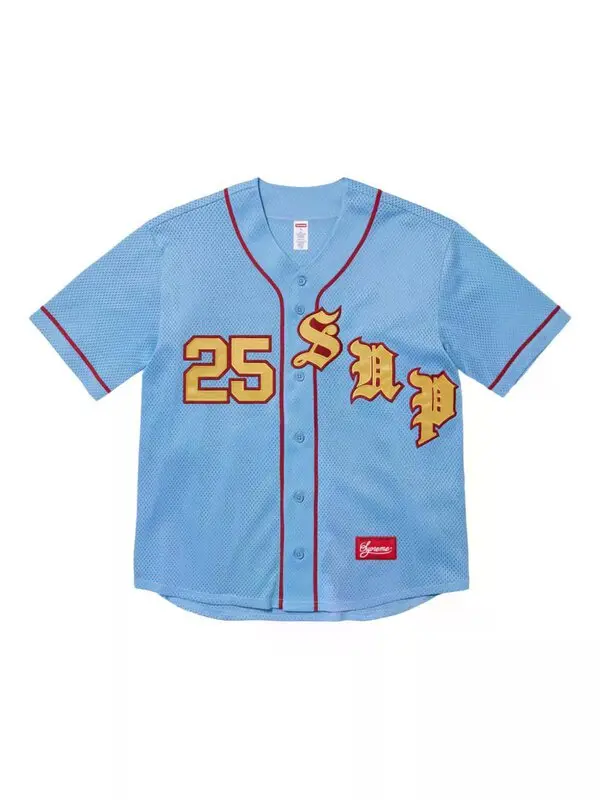 Supreme Old English Ss 25 Light Baseball Jersey - Blue