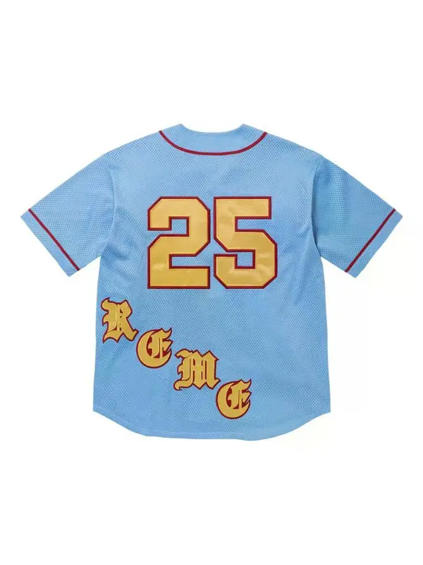 Supreme Old English Ss 25 Light Baseball Jersey - Blue