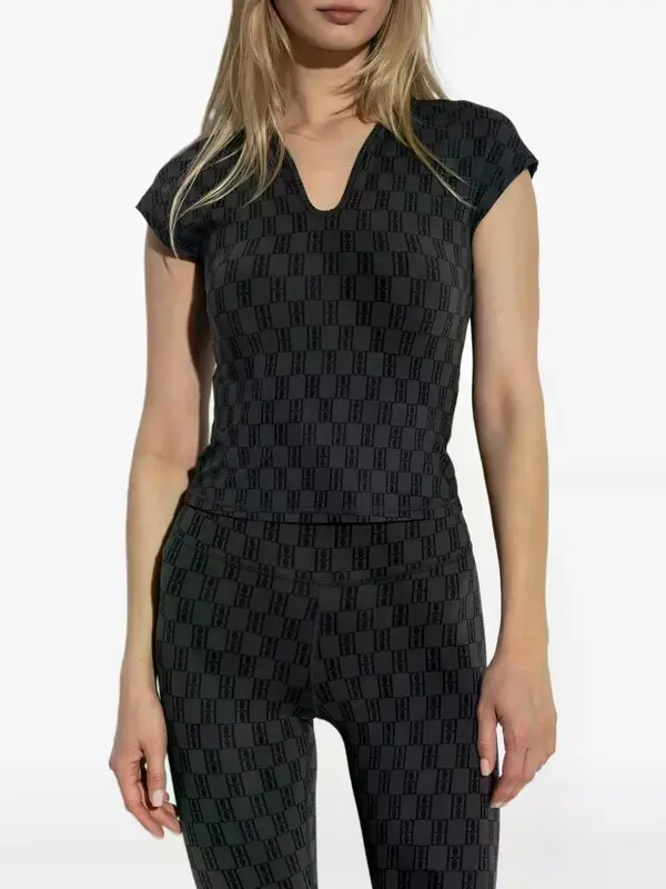 BY MALENE BIRGER Venazia Monogram-pattern Top - Black