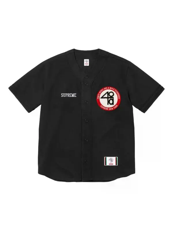 Supreme X 40 Acres Twill Ss25 Baseball Jersey - Black