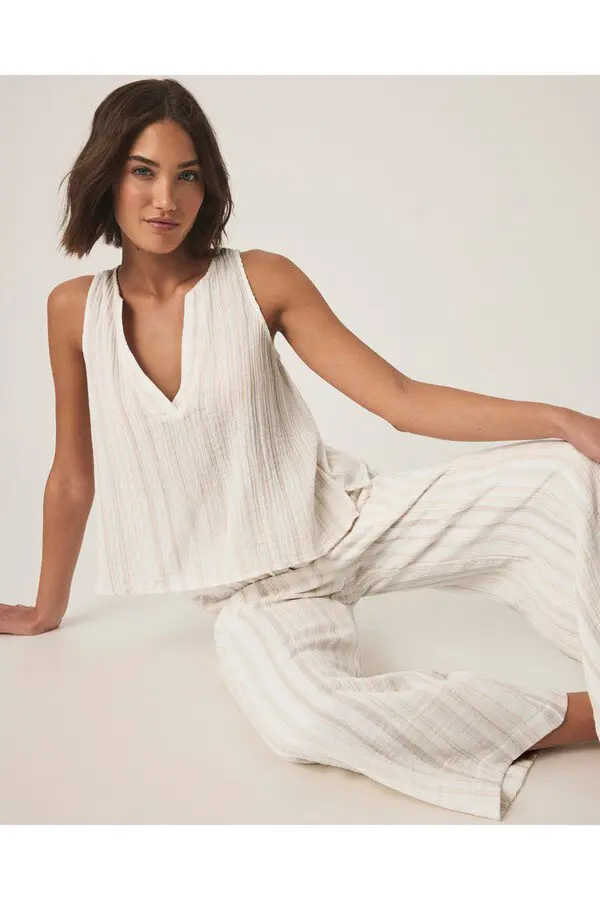 Splendid Kit Gauze V-neck Tank - Stripe