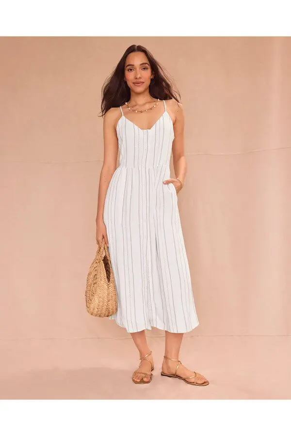 Splendid Gabrielle Linen Button Down Midi Dress