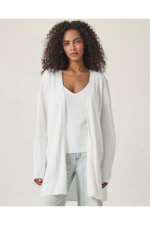 Splendid Octavia Open Front Long Cardigan - White