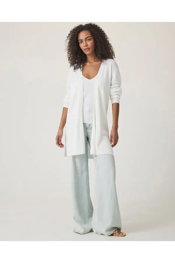 Splendid Octavia Open Front Long Cardigan - White