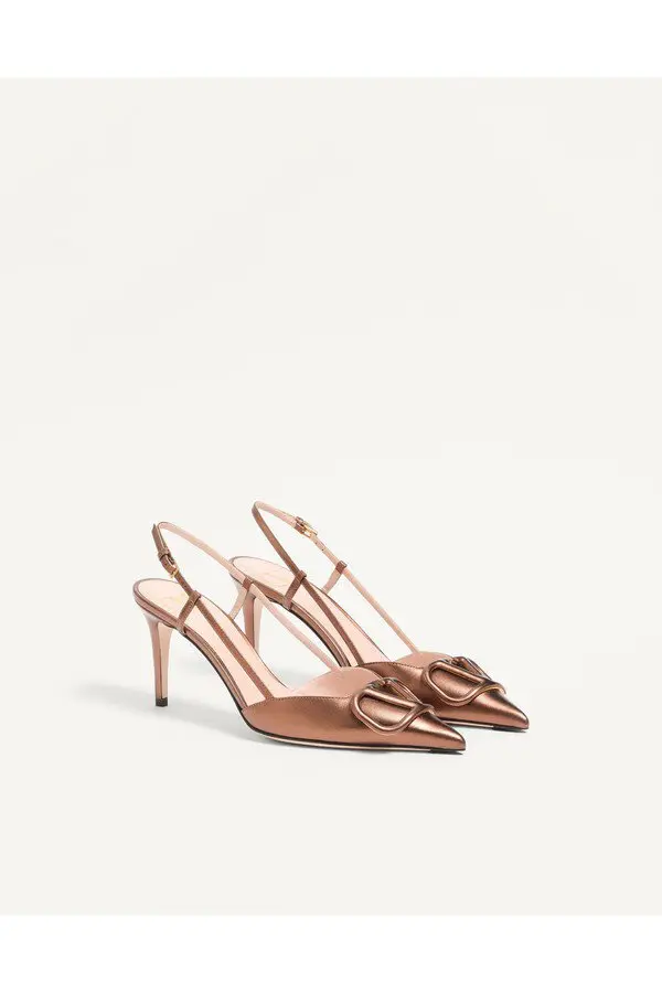 Valentino Garavani Vlogo Signature Slingback Pumps - Natural