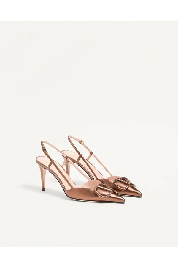 Valentino Garavani Vlogo Signature Slingback Pumps - Natural