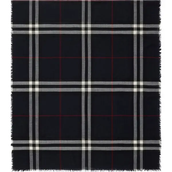 Burberry Giant Check Lightweight Wool Scarf - Ink Blue