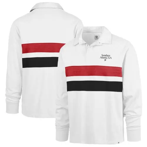 '47 Atlanta Falcons Sundays Clubhouse Knox Thames Long Sleeve Rugby Polo - White