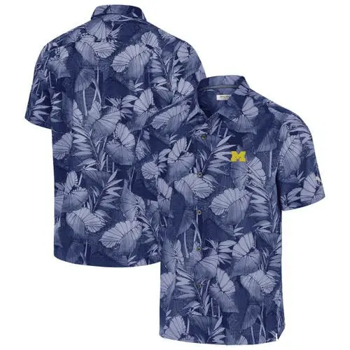 Tommy Bahama Michigan Wolverines Coast Nuevo Fronds Button-up Shirt - Blue