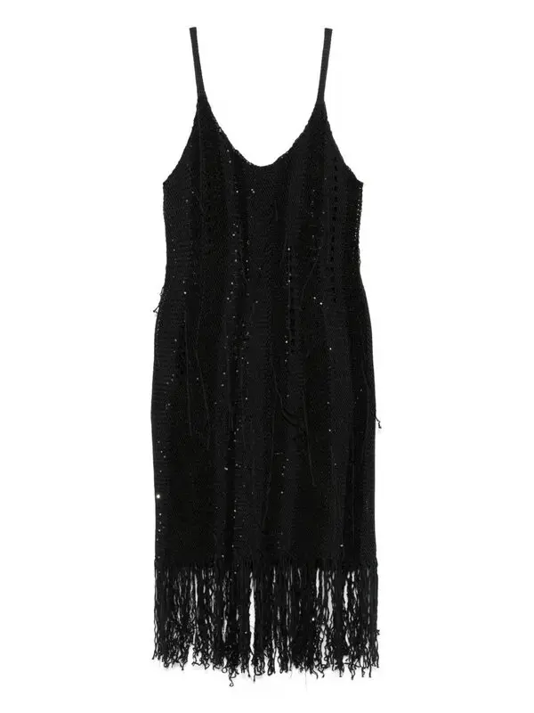 ROBERTO COLLINA Fringed Dress - Black