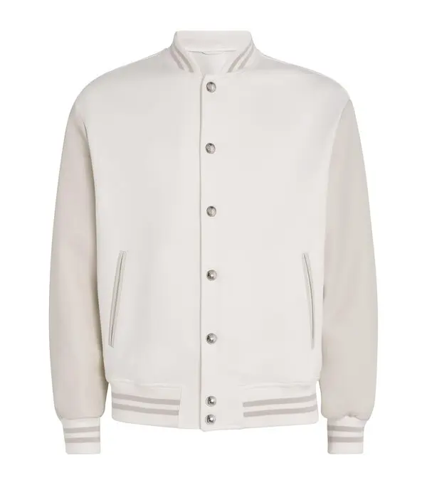 Eleventy Cotton-blend Bomber Jacket - White