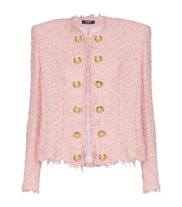 Balmain Tweed Sequinned Blazer - Pink