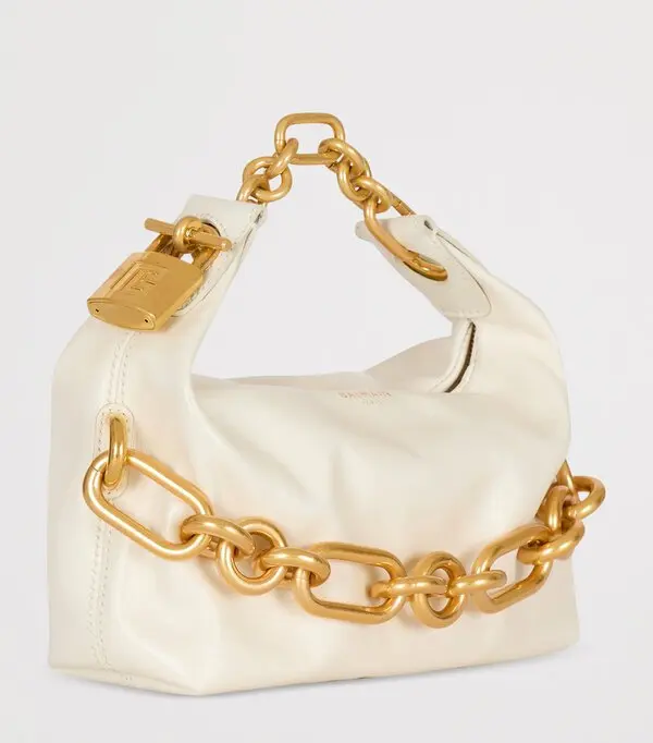 Balmain Mini Leather Sync Shoulder Bag - Beige