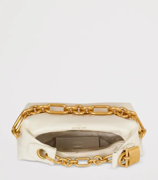 Balmain Mini Leather Sync Shoulder Bag - Beige