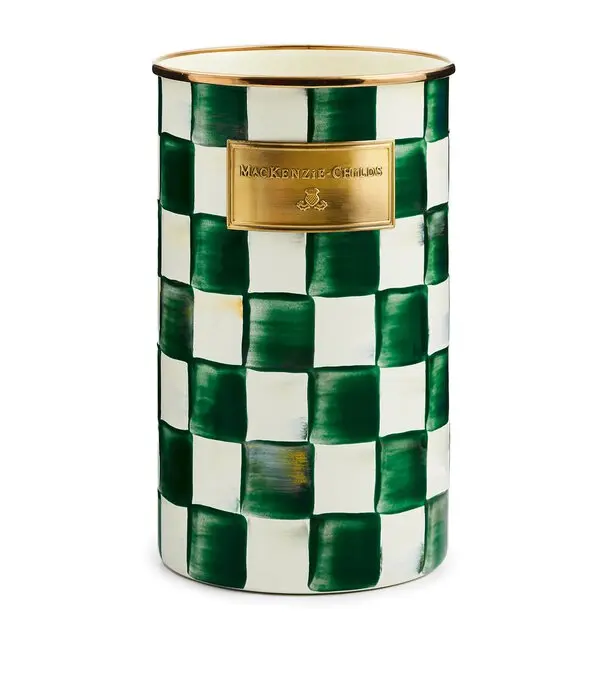 MACKENZIE-CHILDS Emerald Check Utensil Holder - Green