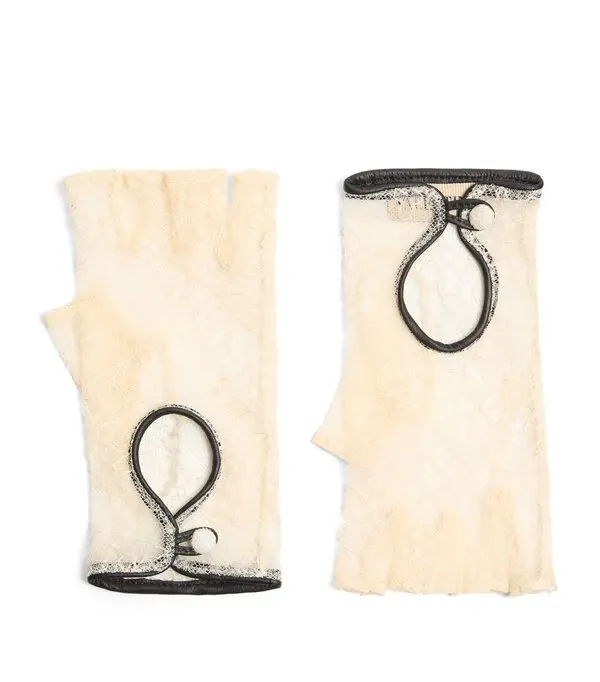 Valentino Garavani Lace Biker Gloves - Ivory