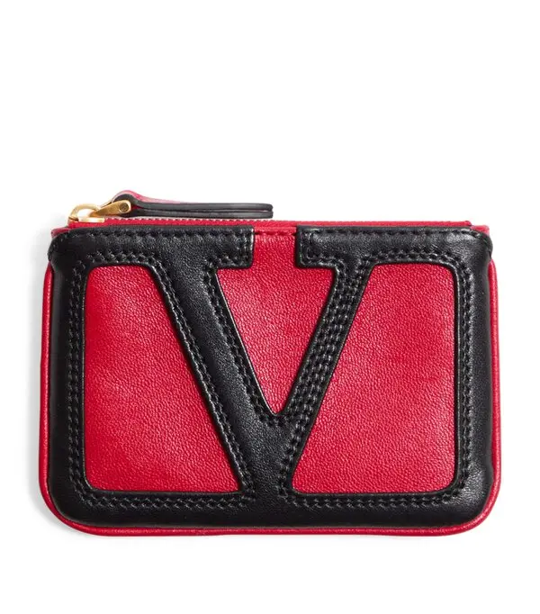 Valentino Garavani Leather Viva Superstar Keyring Case - Red